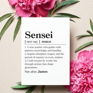 Personalized Sensei Card, Karate Instructor Gift, Gift From Student ...