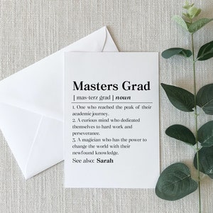 Personalized Masters Graduation Card, Custom Masters Graduate Gift, New ...