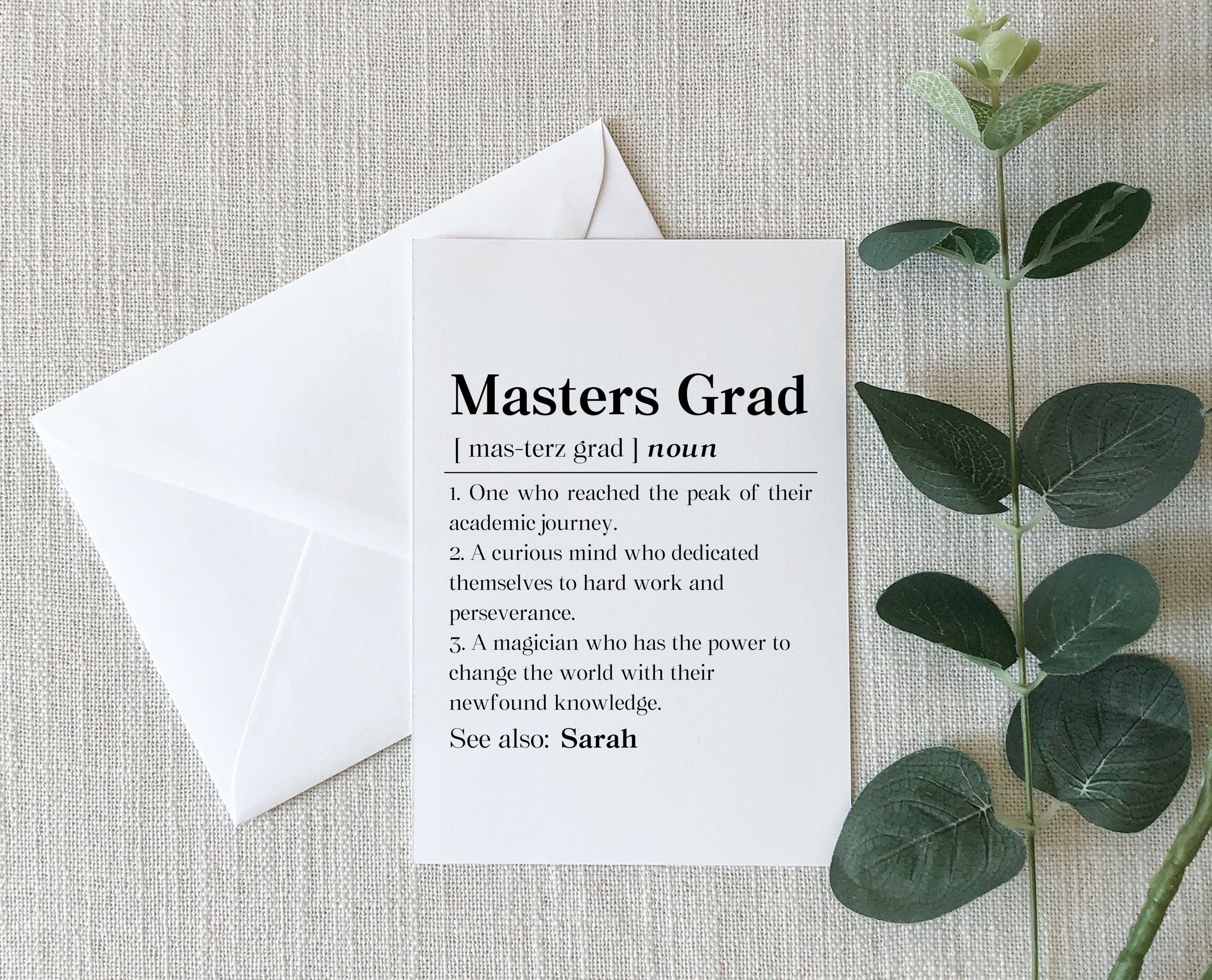 Personalized Masters Graduation Card, Custom Masters Graduate Gift, New ...
