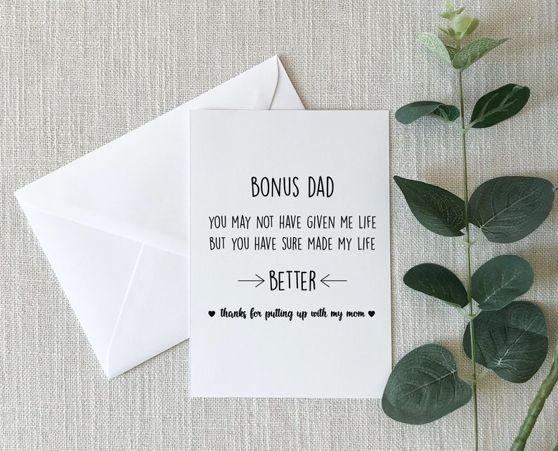 Bonus Dad Fathers Day Card, Bonus Dad Gift From Daughter, Bonus Dad ...