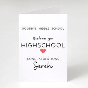 Personalized Middle School Graduation Card, Goodbye Middle School Gift ...