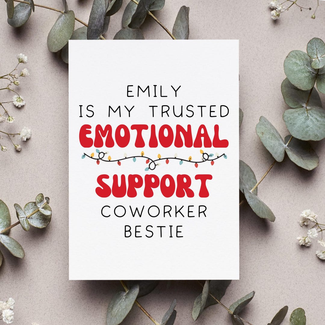 Personalized Emotional Support Coworker Card, Workplace Bestie Gift ...