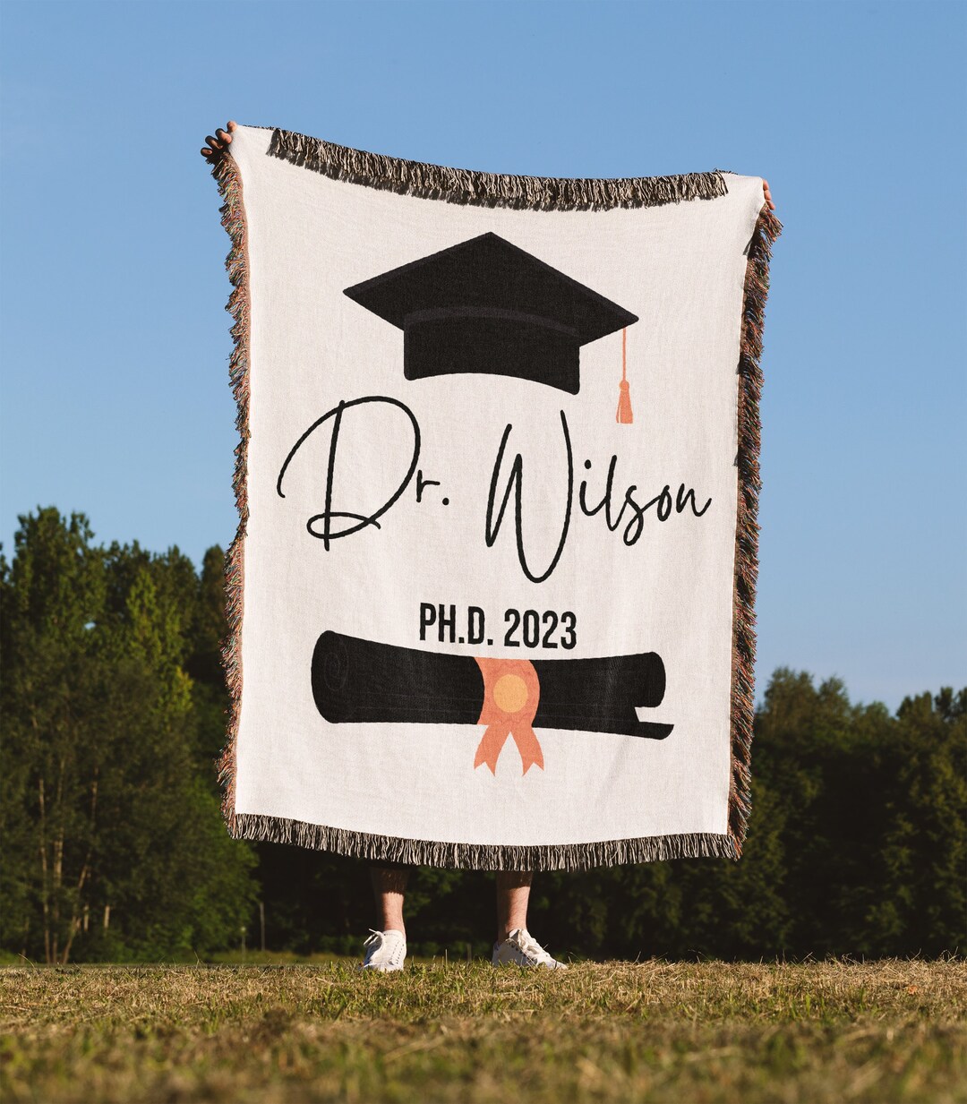 Personalized Phd Woven Blanket, Phd Graduation Throw Blanket Gift ...