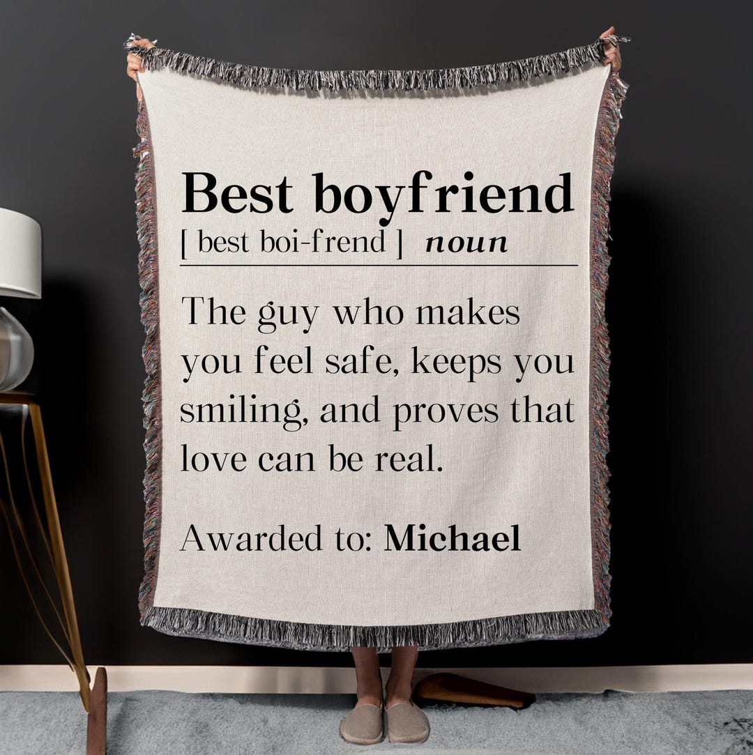 Personalized Best Boyfriend Definition Woven Blanket, Relationship ...
