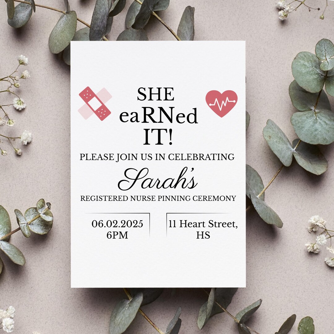 Personalized Rn Pinning Ceremony Invitation Card, Nursing Pinning ...