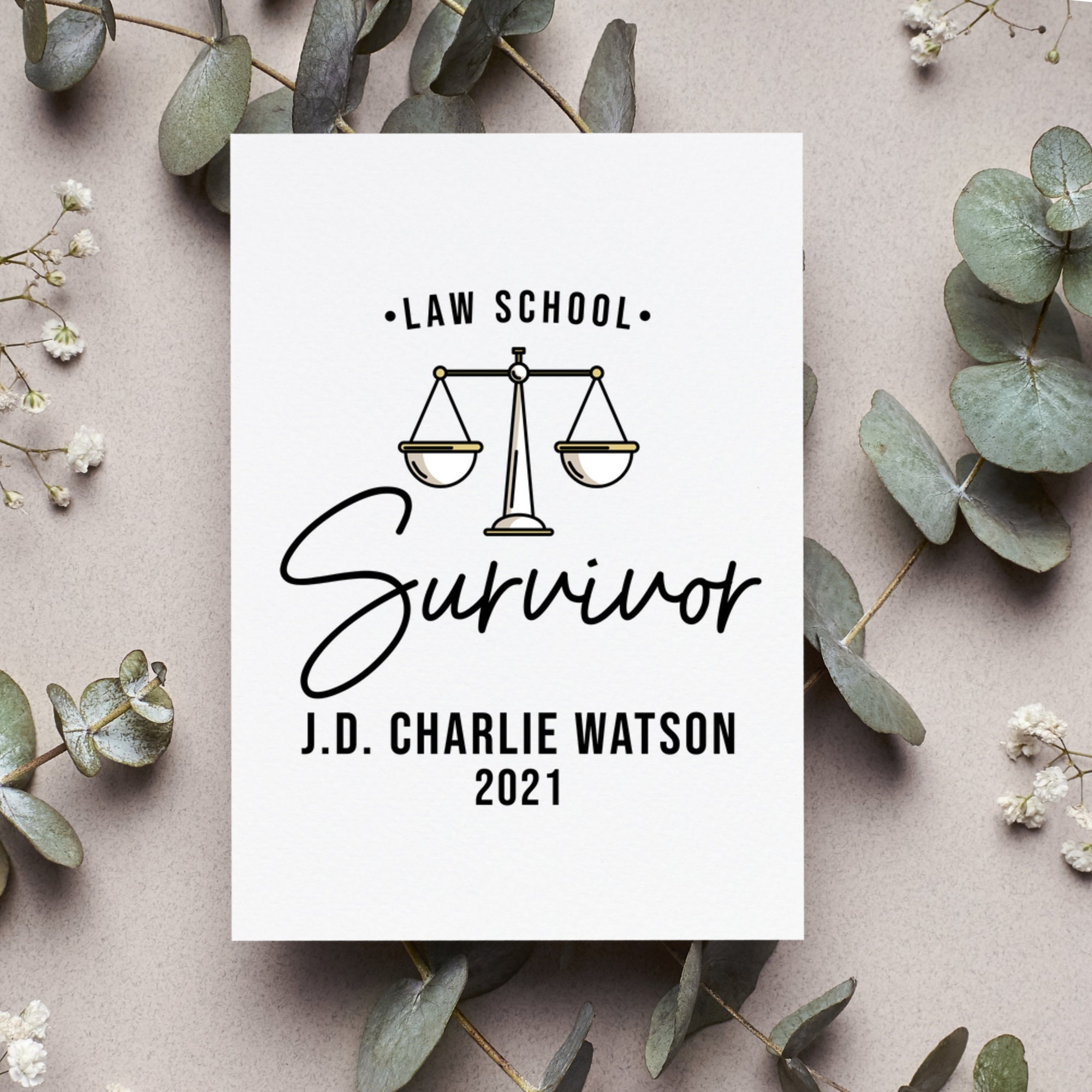 Law School Graduation Card for Son, Custom Lawyer Graduation Gift, Law ...