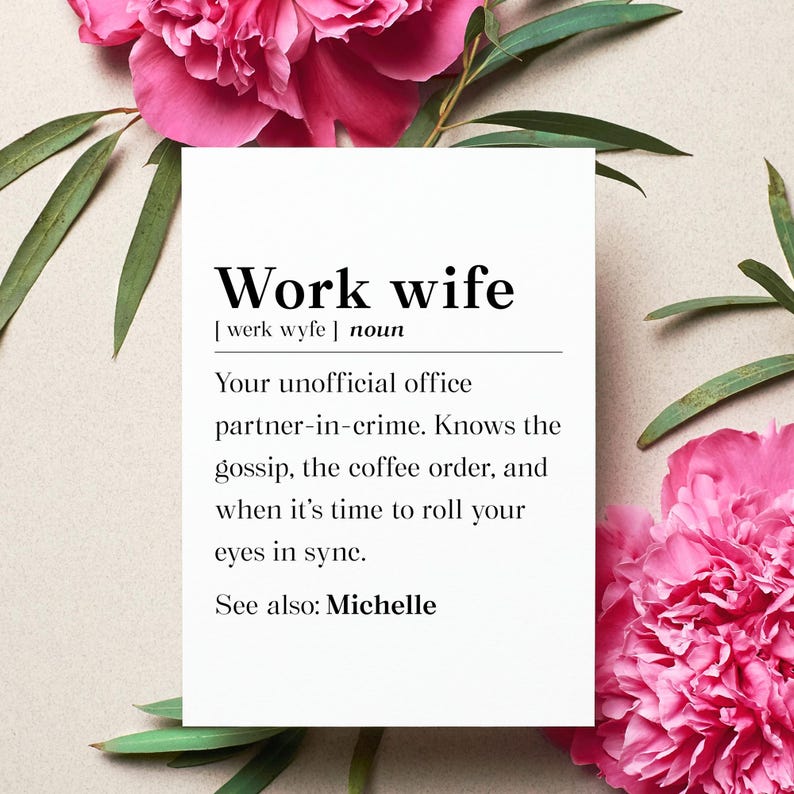 Personalized Work Wife Definition Card, Custom Work Friend Gift, Female ...