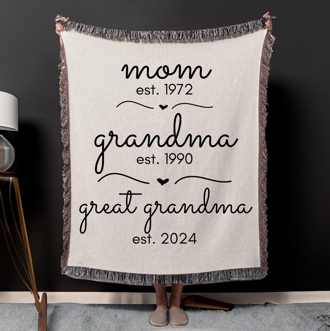 Personalized First Mom Now Great Grandma Woven Blanket, Custom ...
