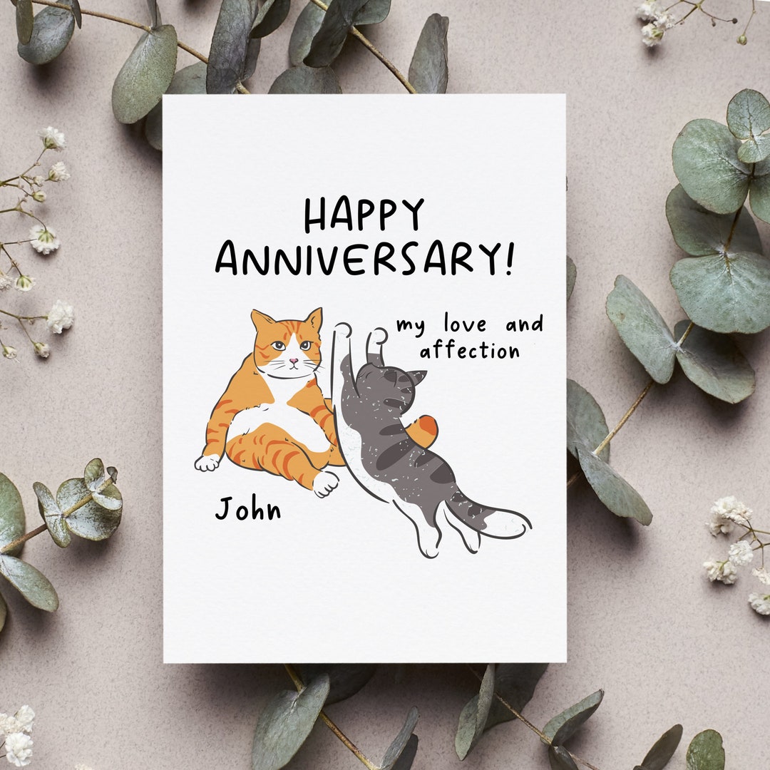Personalized Happy Anniversary Funny Card, Engagement for Couple Gift ...