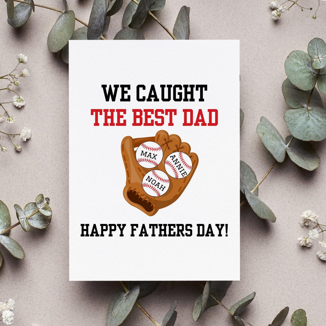 Personalized We Caught the Best Dad Card, Happy Fathers Day From Kids ...