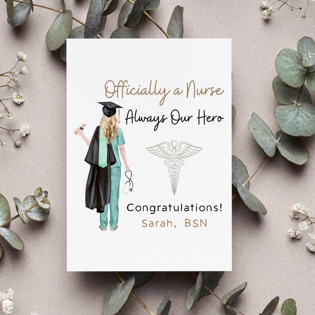 Personalized Nurse Graduation Gift Card, Custom Nursing School Graduate ...