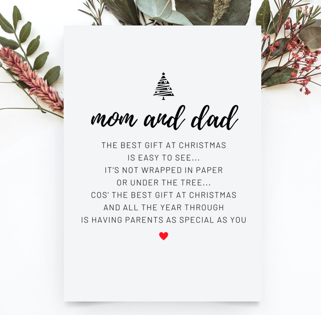 Parents Christmas Card, From Son Xmas Card, Mom and Dad Gifts, From ...