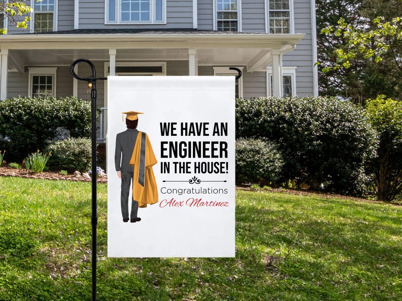 Personalized Engineer Graduation for Him Garden Flag, Engineering Mens ...