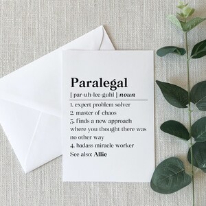 Personalized Paralegal Definition Card, Thank You to Paralegal Gift ...