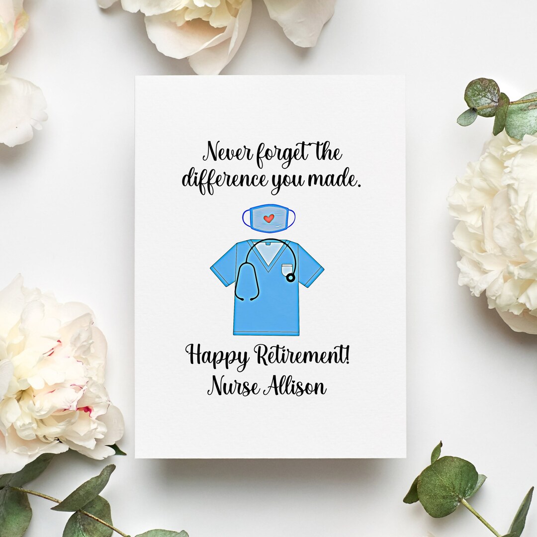 Personalized Nurse Happy Retirement Card, Nurse Leaving Card ...