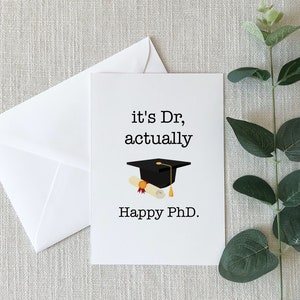 Phd Card, Phd Graduate Gift, It's Dr Actually Card, Doctor Folding Card ...