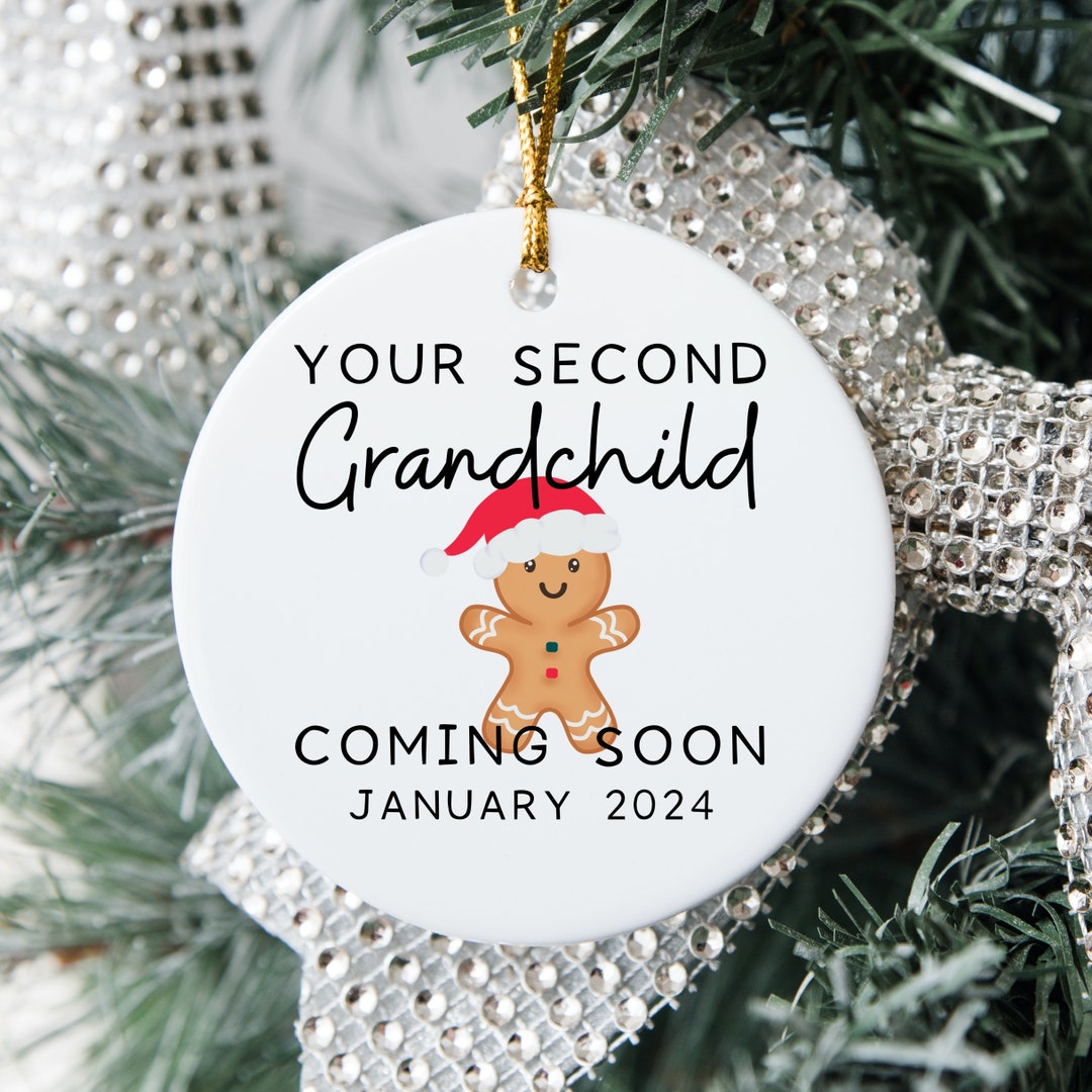 Personalized Second Grandchild Coming Soon Ornament, Custom Third ...