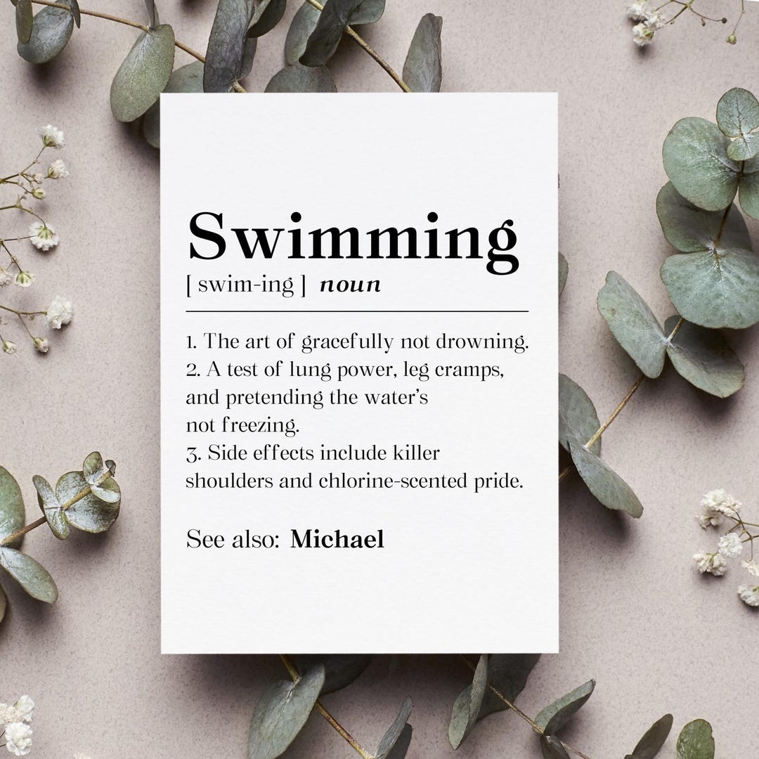Personalized Swimming Definition Card, Swim Life Gift, for Swim Coach ...