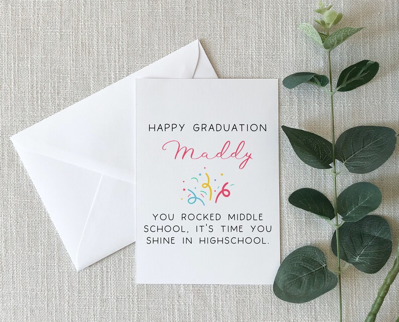 Personalized Middle School Graduation Card, From Mom Gift, School ...