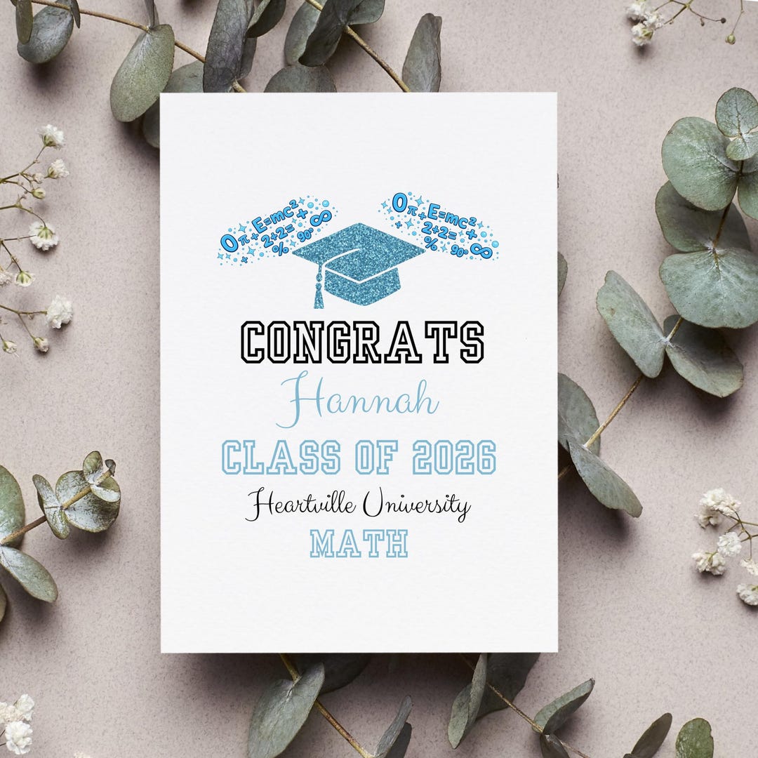 Personalized Math Graduation Card, Math Major Gift, Mathematics ...