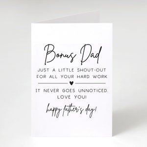 Happy Fathers Day Bonus Dad Card, Sentimental Father's Day Stepdad Gift ...