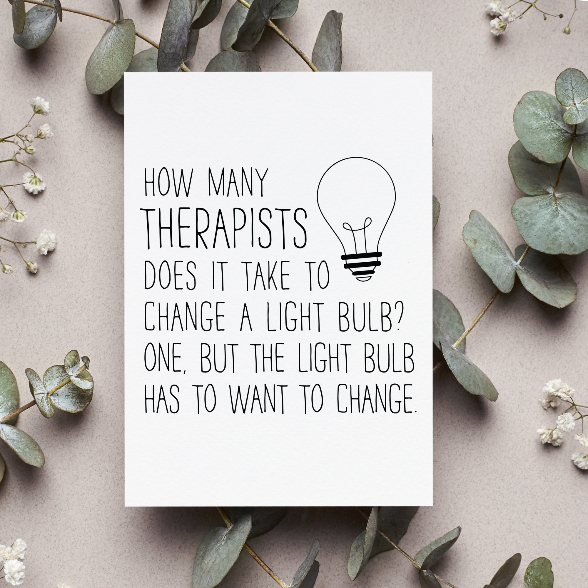 Therapist Greeting Card Funny Therapist Card Therapist - Etsy