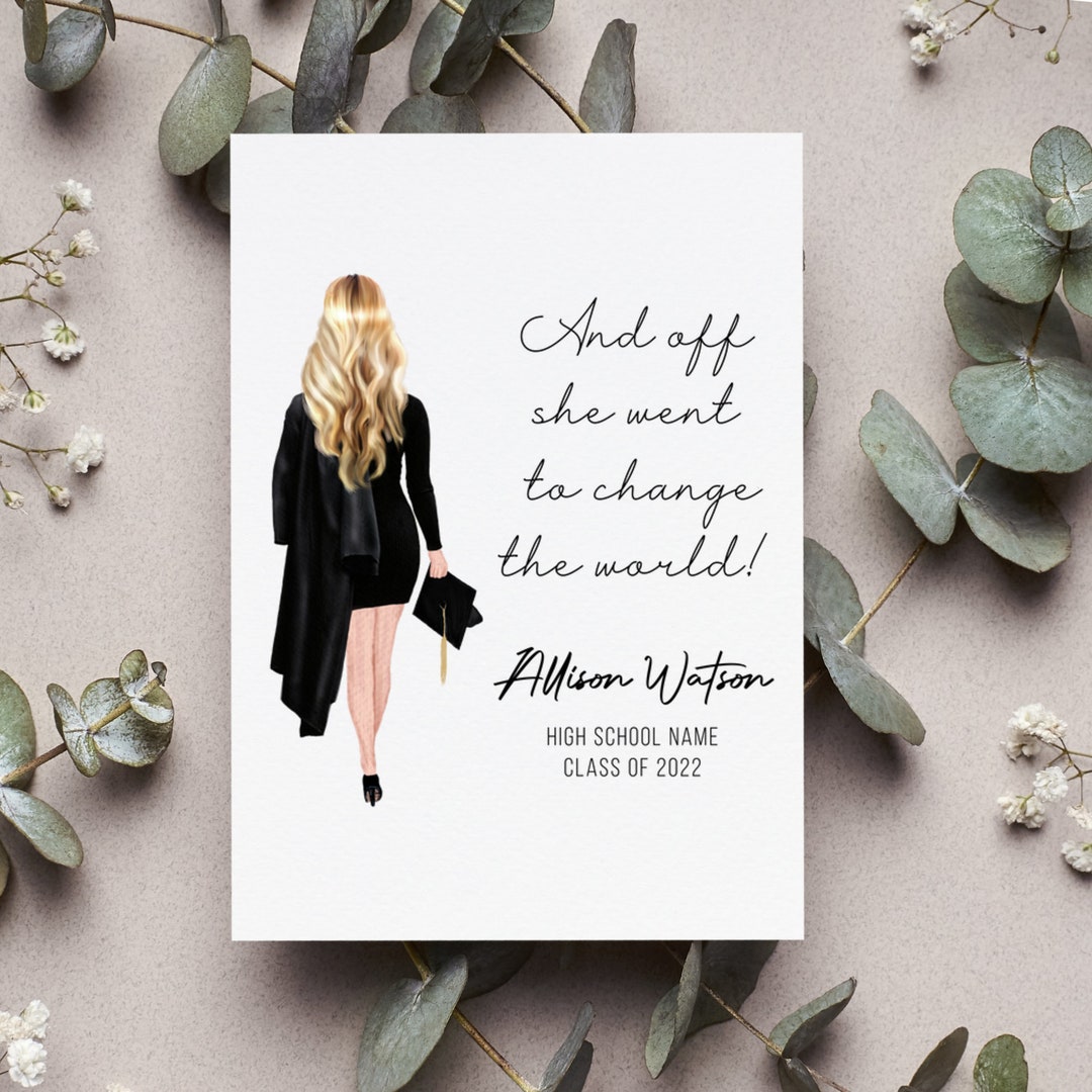 Personalized College Graduation Card, Class of 2025, and off She Went ...