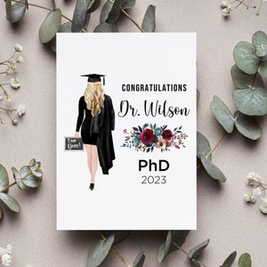 Personalized Phd Card, Doctorate Graduation Greeting Card, Phd Gift ...