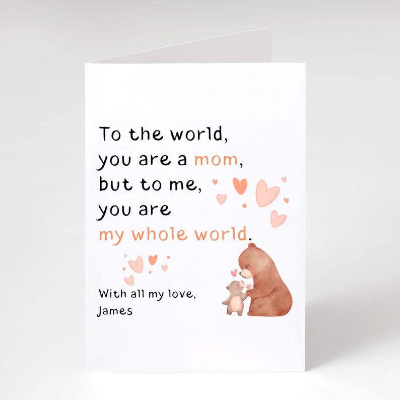 Personalized Mom Mothers Day Card, to the World You Are A Mom Gift ...