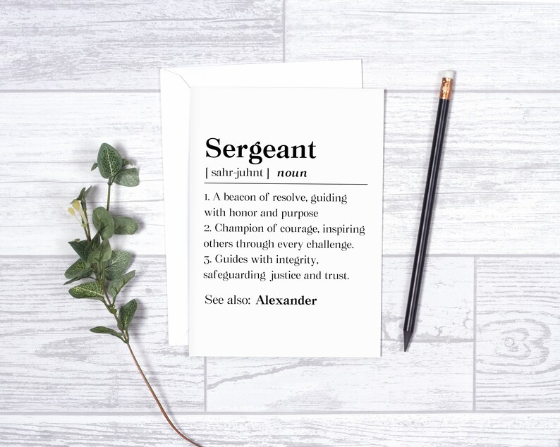 Personalized Sergeant First Class Card, Sergeant Appreciation Gift ...