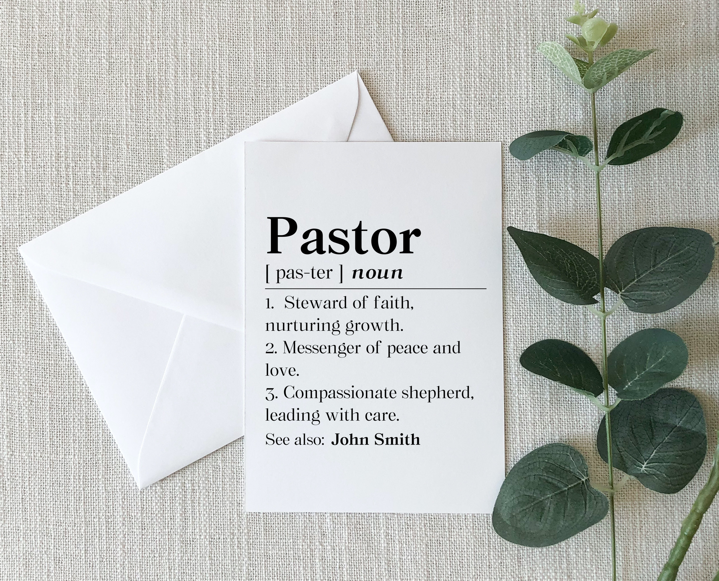 Personalized Pastor Appreciation Card, Preacher Thank You Gift ...