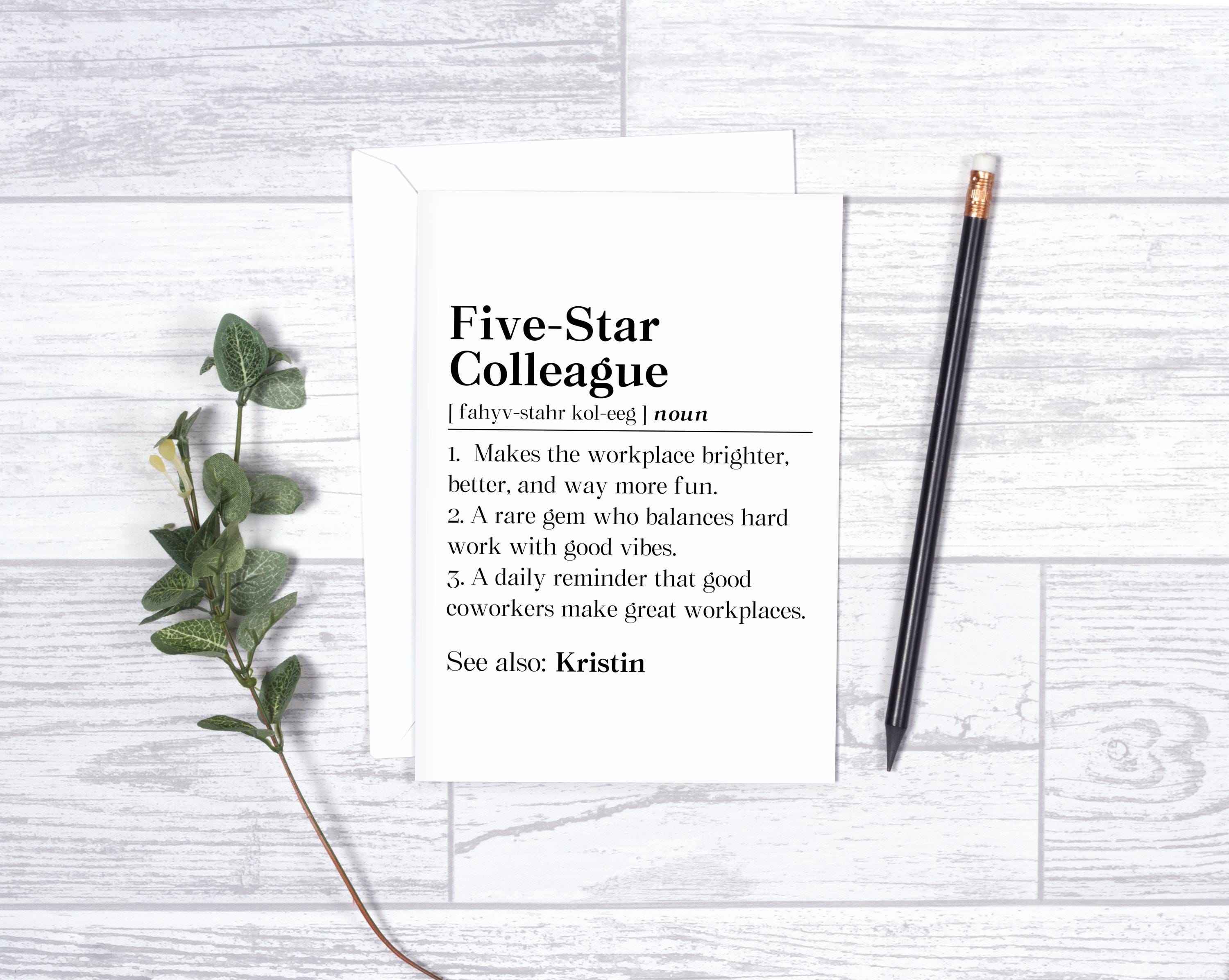 Personalized Five Star Colleague Definition Card, Coworker Thank You ...