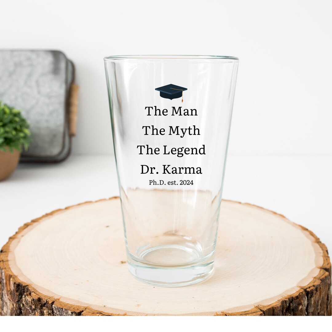 Personalized Phd Grad Funny Pint Glass, Phd Graduation Gift, Custom ...