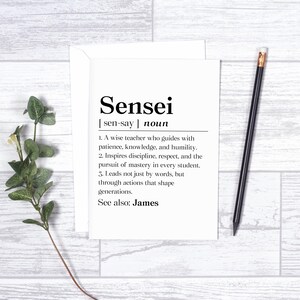 Personalized Sensei Card, Karate Instructor Gift, Gift From Student ...
