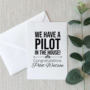 Personalized Pilot Graduation Card, Pilot Card, Flight School Card ...