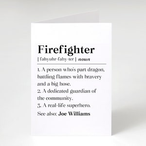 Personalized Firefighter Card, Fireman Birthday Gift, Firewoman ...