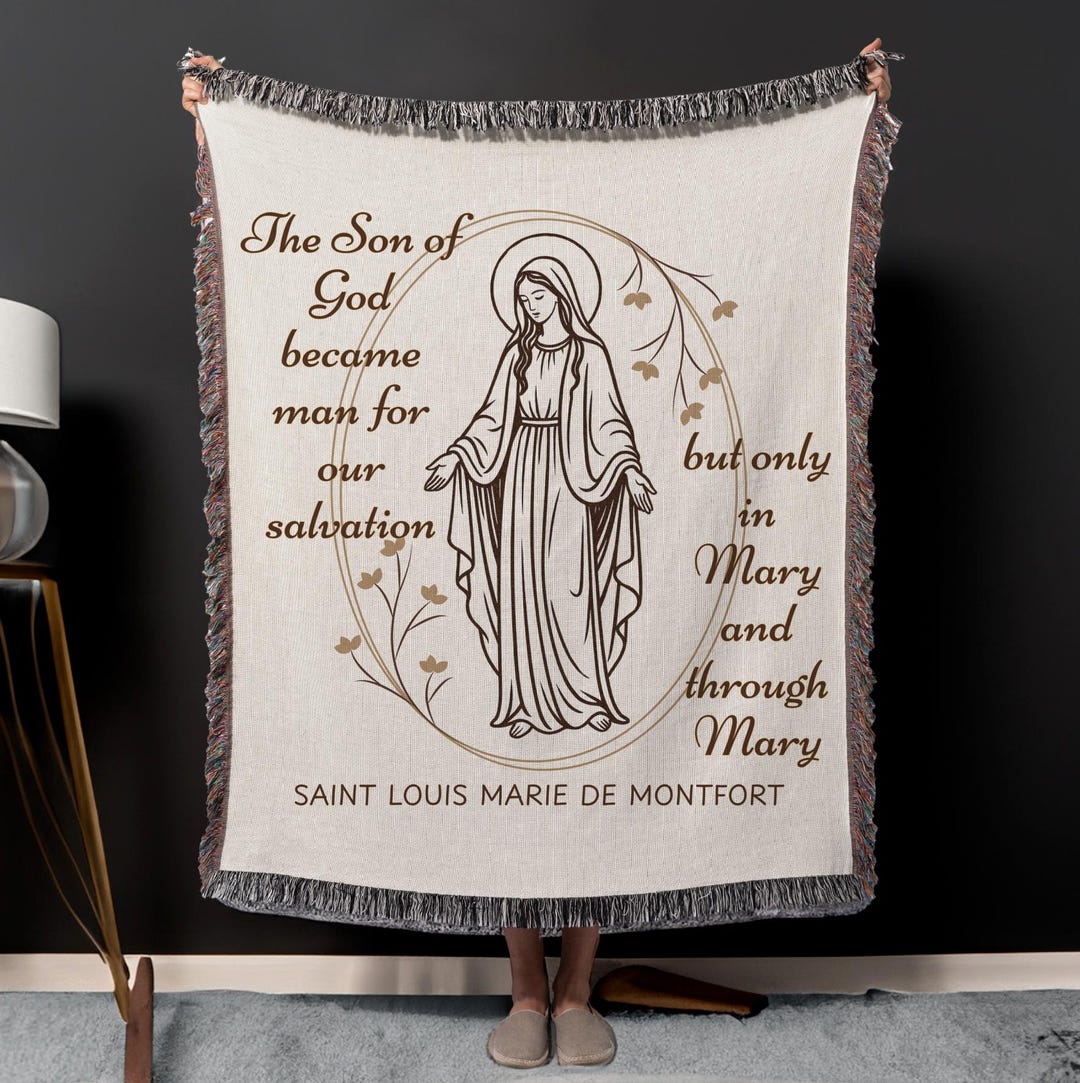 Virgin Mary Baptism Woven Blanket, Church Decor Throw Blanket Gift ...