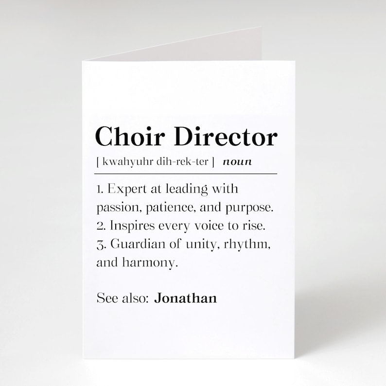 Personalized Choir Director Definition Card, Music Conductor Gift ...