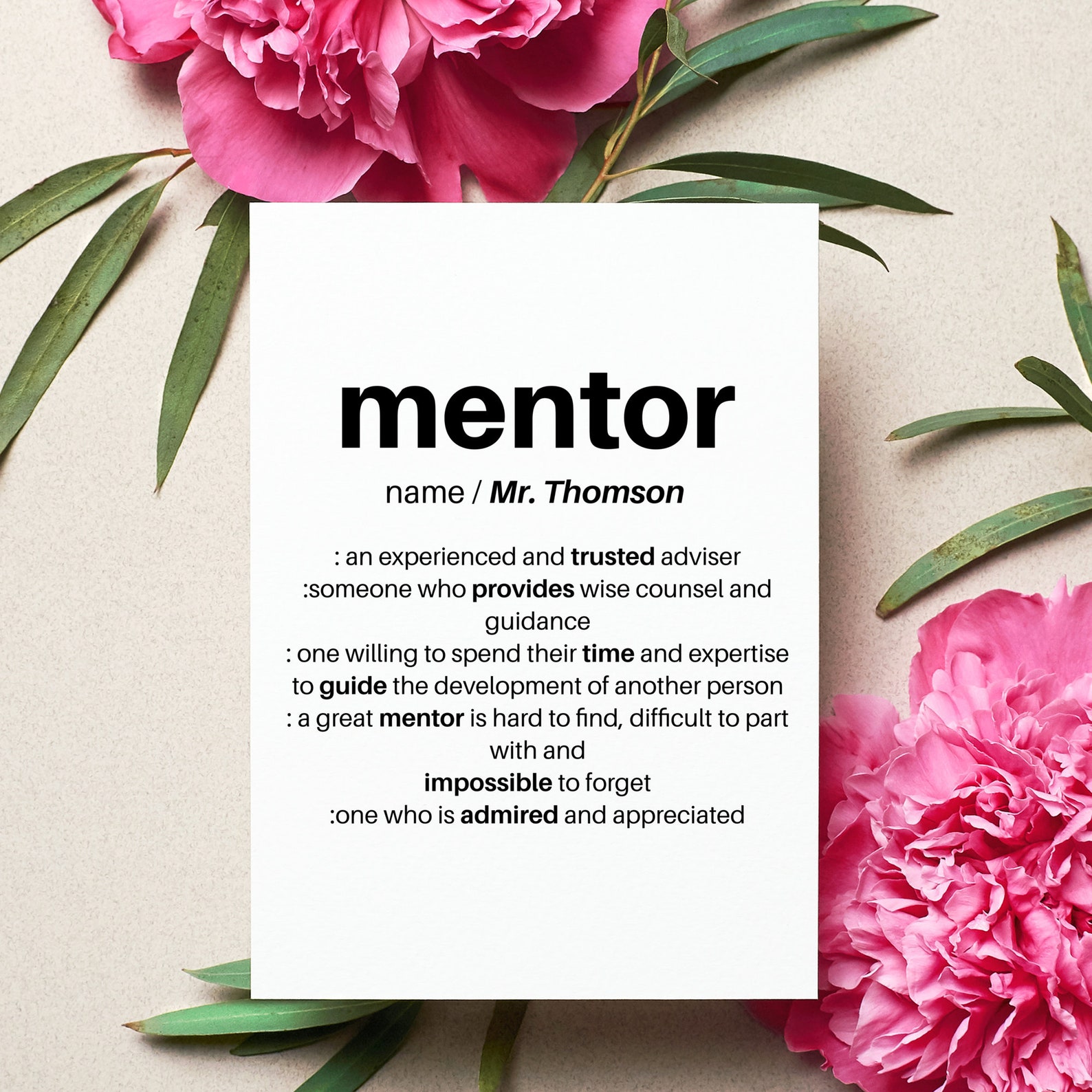 Personalized Mentor Card Mentor Gift Mentor Appreciation - Etsy