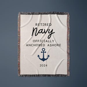 Personalized Navy Retirement Woven Blanket, Custom Navy Officer Retiree ...
