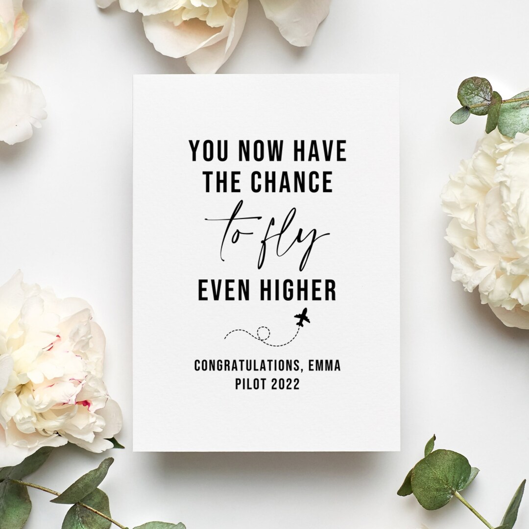 Personalized Pilot Graduation Card, Pilot Card, Flight School Card ...