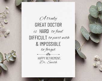 Personalized Retirement Doctor Card, Doctor Farewell Gift, Retiring ...