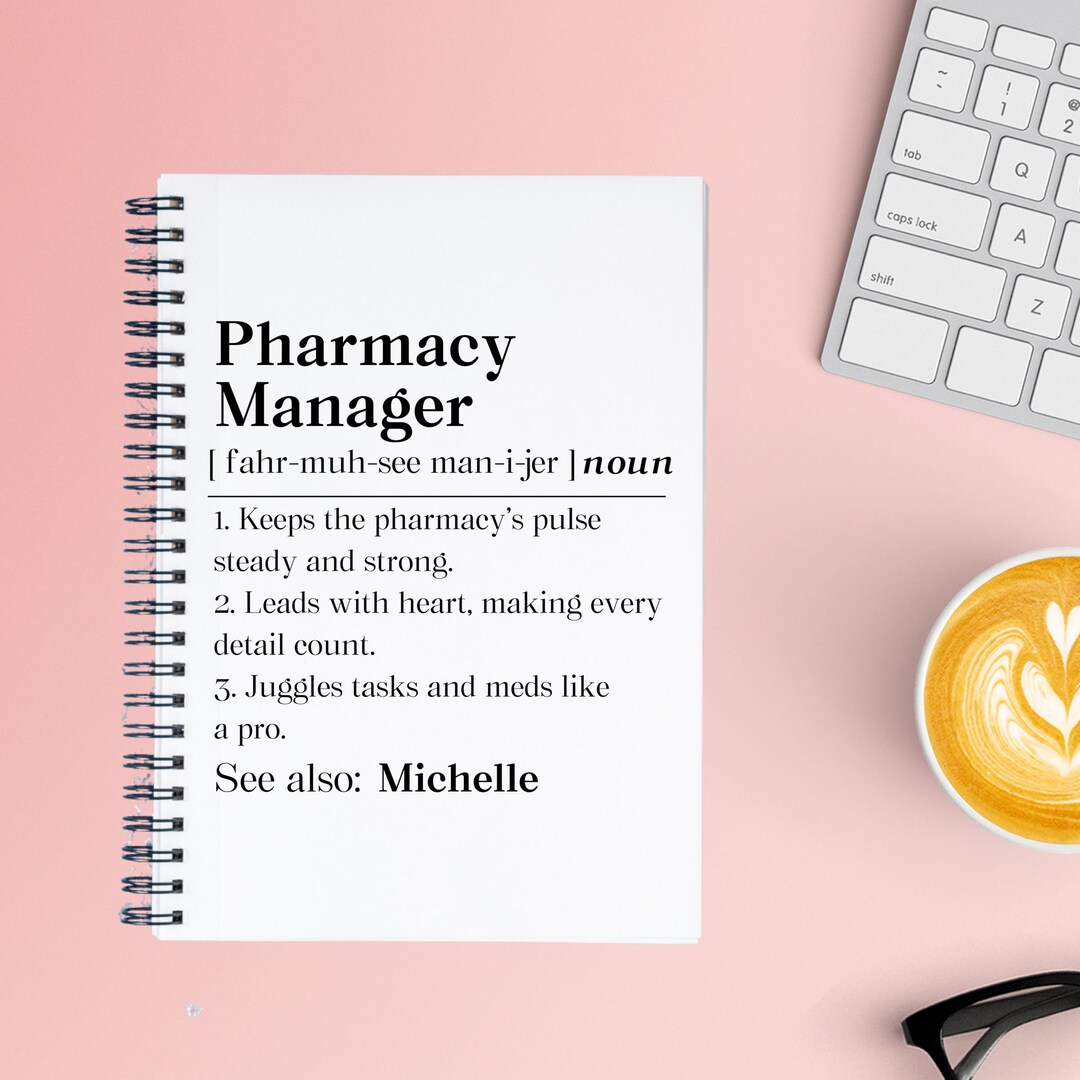 Personalized Pharmacy Manager Notebook, Pharmacy Week Gift, Pharm Tech ...