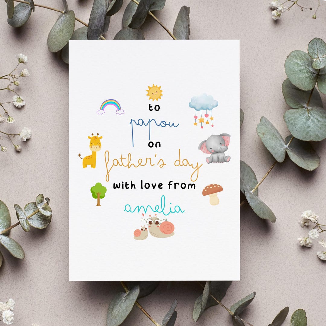 Personalized Greek Grandpa Fathers Day Card, Papou Happy Fathers Day ...