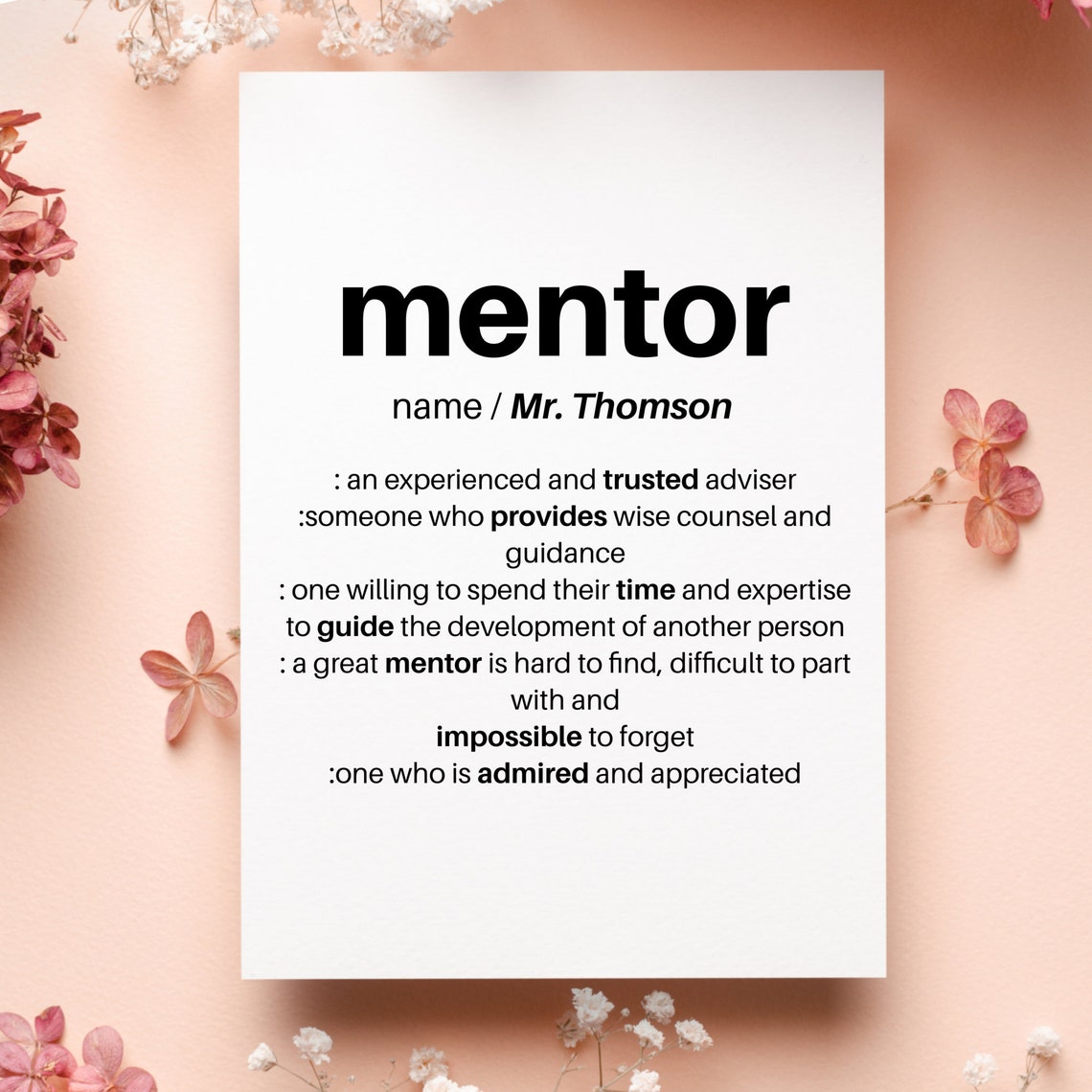 Personalized Mentor Card Mentor Gift Mentor Appreciation - Etsy