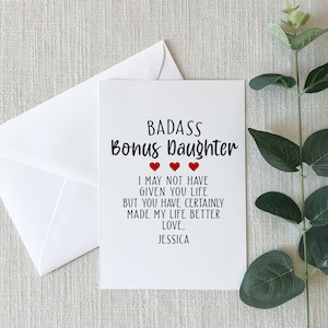 Personalized Bonus Daughter Card, Funny Bonus Daughter Card, Bonus ...