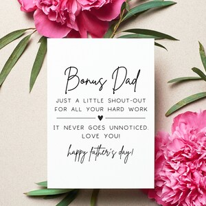 Happy Fathers Day Bonus Dad Card, Sentimental Father's Day Stepdad Gift ...