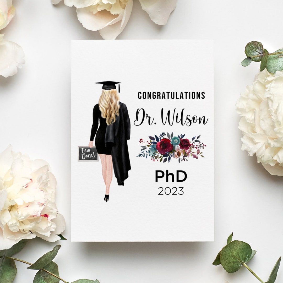 Personalized Phd Card, Doctorate Graduation Greeting Card, Phd Gift ...