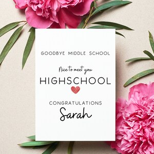 Personalized Middle School Graduation Card, Goodbye Middle School Gift ...