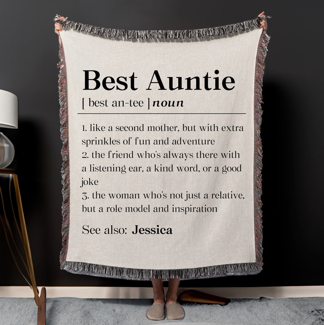 Personalized Best Auntie Definition Woven Blanket, Custom Aunt Birthday ...